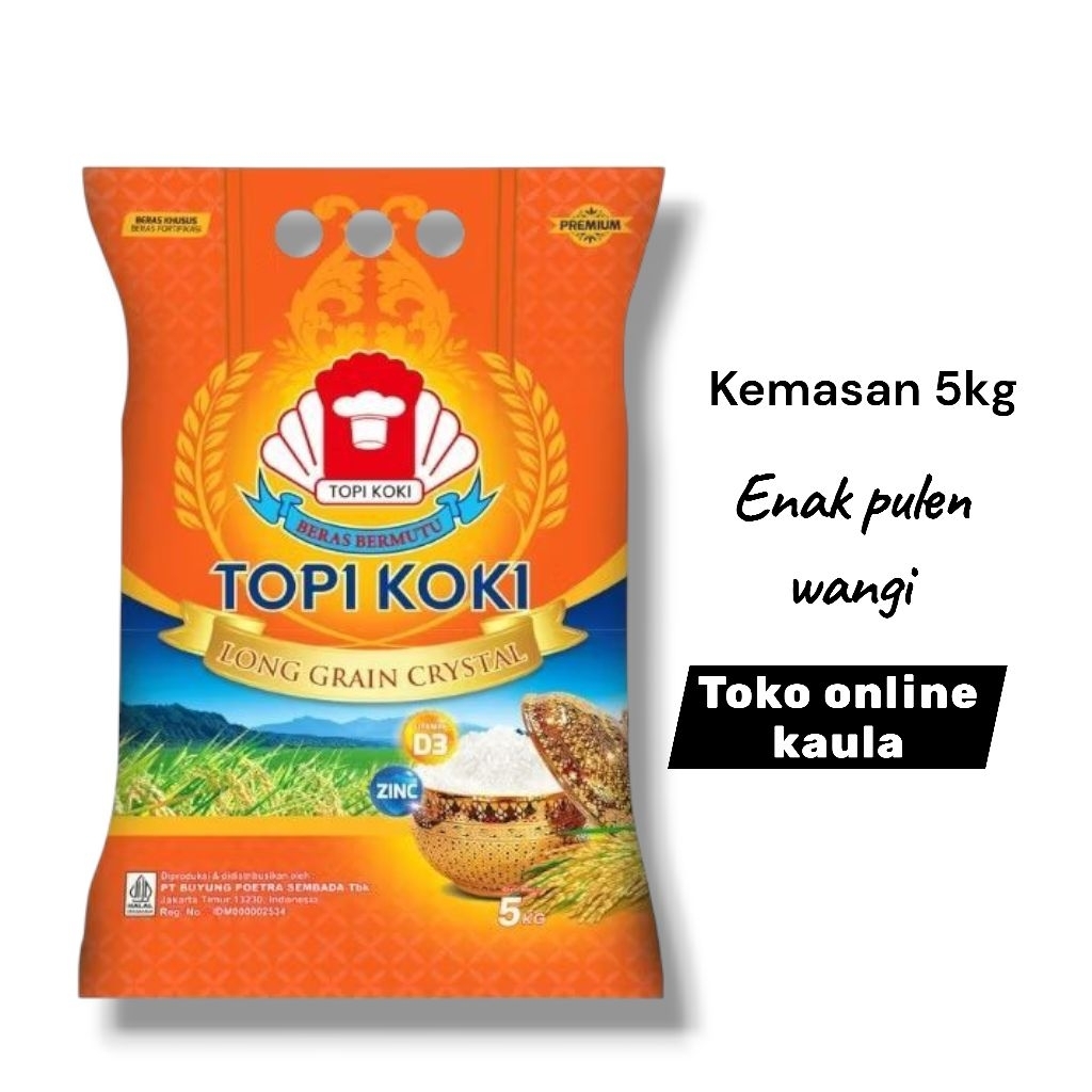Jual beras topi koki kemasan 5 kg beras bermutu tinggi enak pulen dan ...