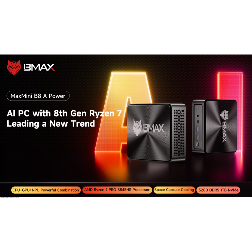 Jual MiniPC Gaming BMAX B8A Power AMD Ryzen 7 PRO Ai 8845HS NPU DDR5 ...