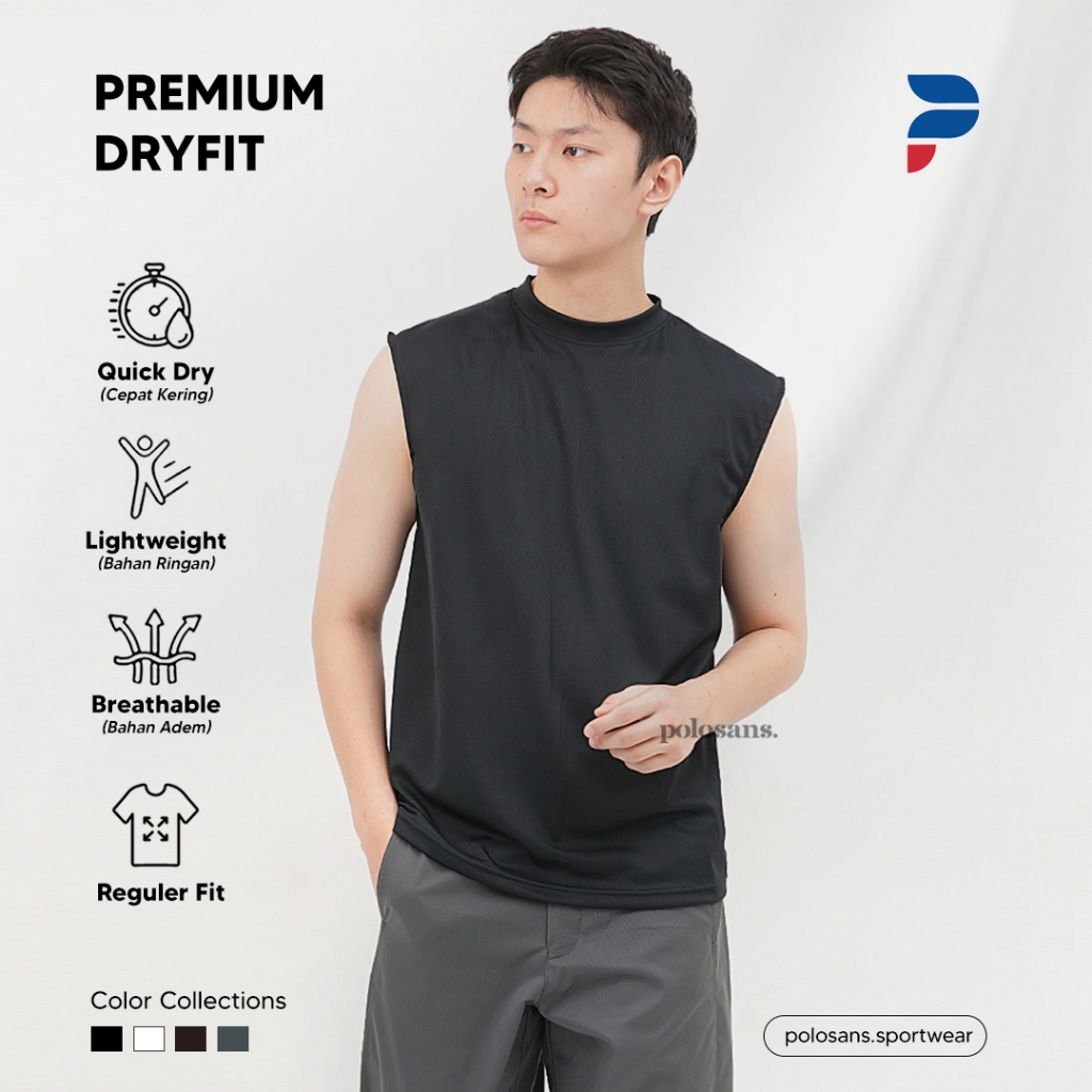 Jual Singlet Sleeveless Dryfit Olahraga Running Gym Hitam | Shopee ...