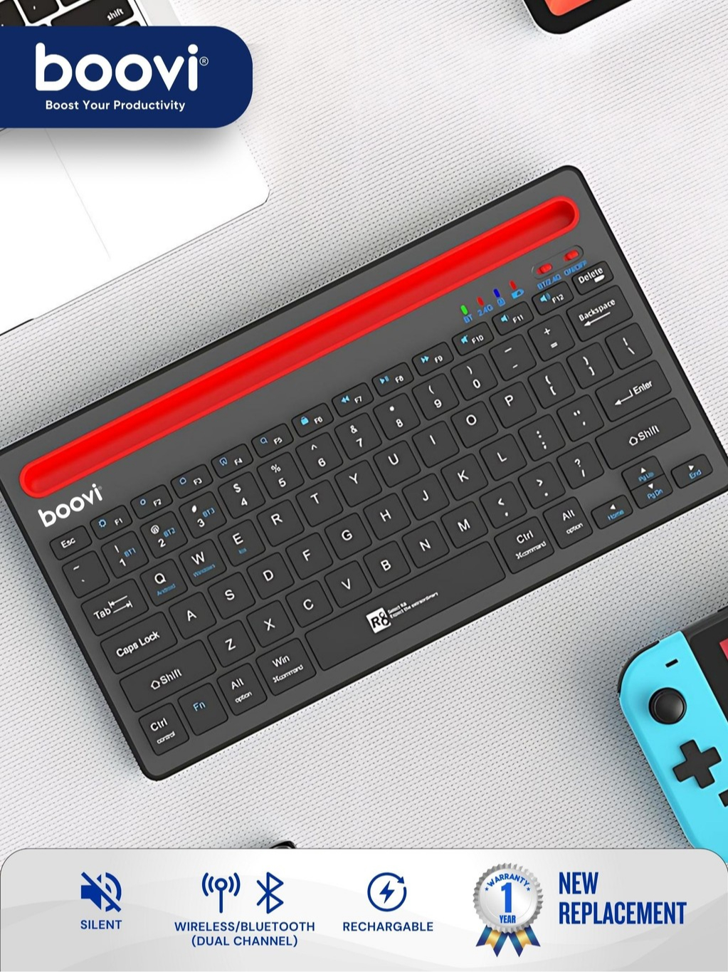 Jual Boovi K310 Keyboard Slim Wireless Bluetooth Multi Devices Windows ...