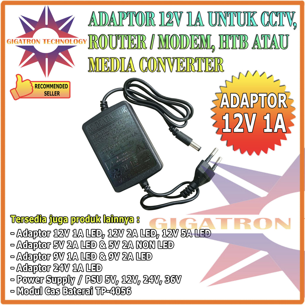Jual Adaptor 12V 1A Baru Kualitas Bagus Untuk Router Modem CCTV STB HTB ...