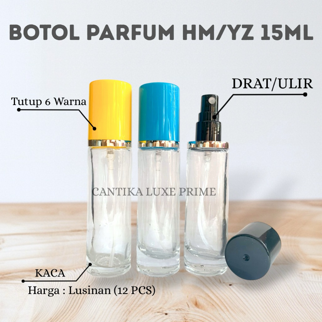Jual Botol Parfum HM Yz 15ML Drat Ulir Warna Warni - Botol Parfum Kaca ...