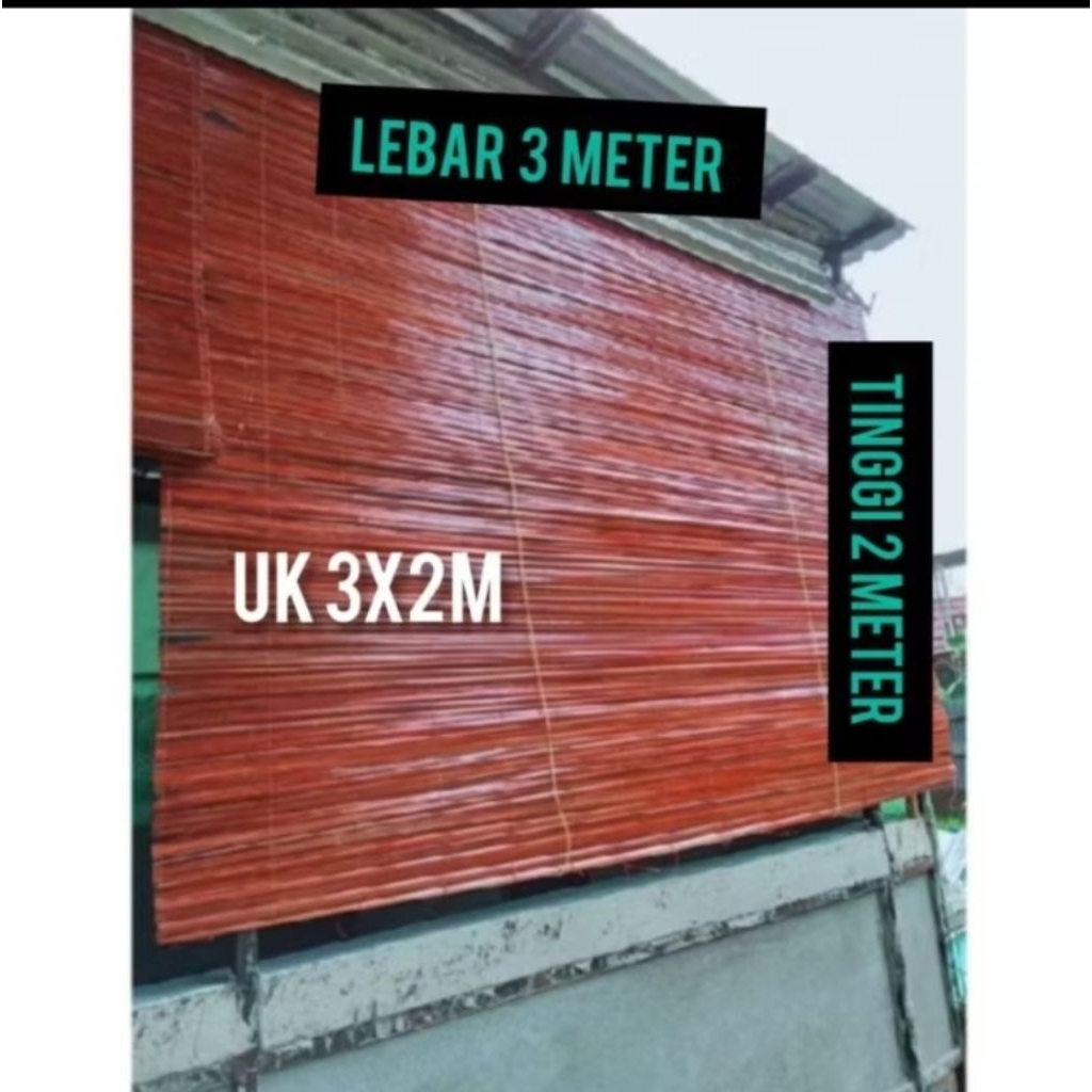 Jual tirai kerey bambu 3m x 2m lengkap tali penggulung | Shopee Indonesia