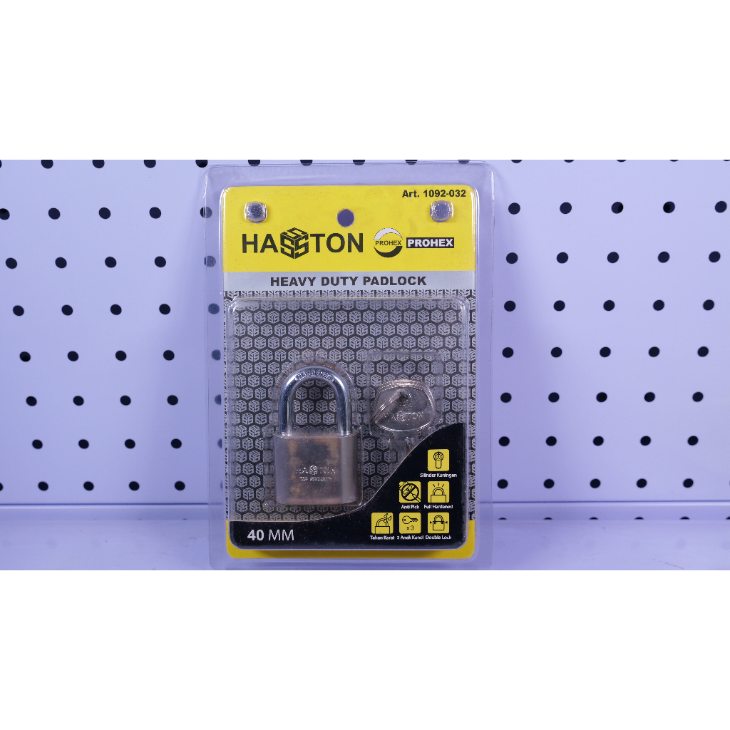 Jual HASSTON Heavy Duty Padlock 40mm (Gembok Baja Silinder Kuningan ...