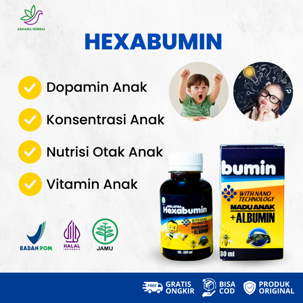 Jual Hexabumin Suplemen Dopamin Untuk Anak, Konsentrasi Anak, Vitamin ...