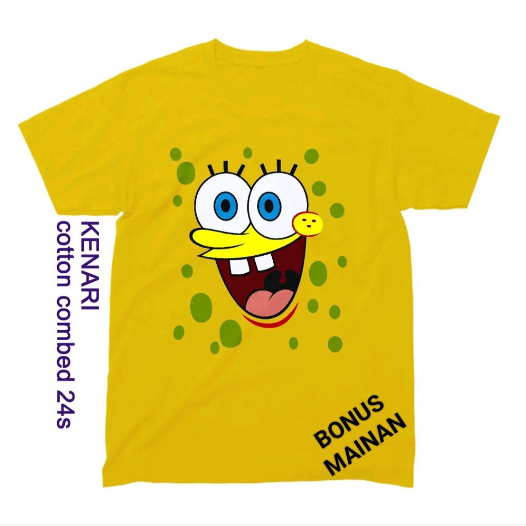 Jual Kaos Anak Baju Anak Spongebob Cotton Combed 24s 1 Sampai 11 Tahun ...
