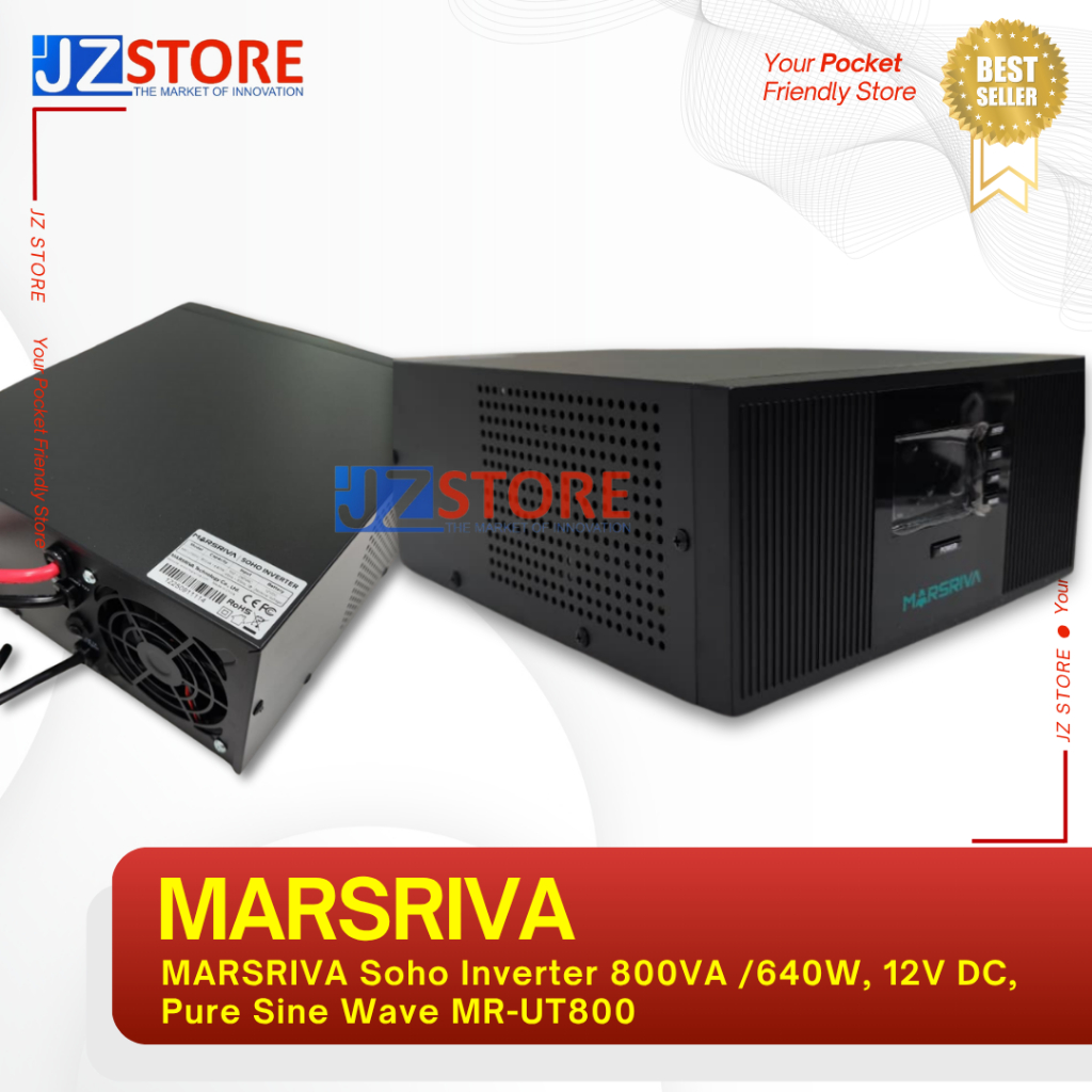 Jual MARSRIVA Soho Inverter 800VA /640W, 12V DC, Pure Sine Wave MR ...