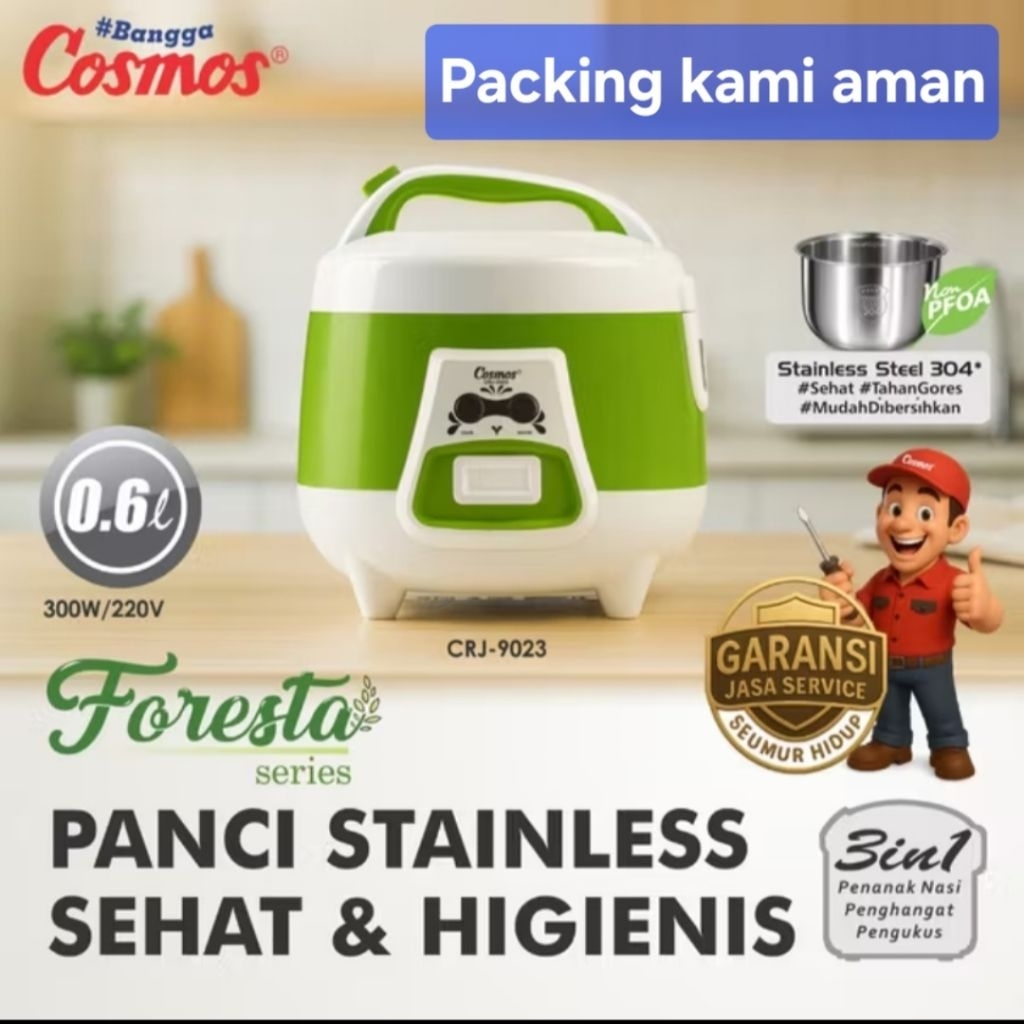 Jual Rice Cooker Stainless Cosmos mini 0.6L CRJ9023 Stainless Steel ...