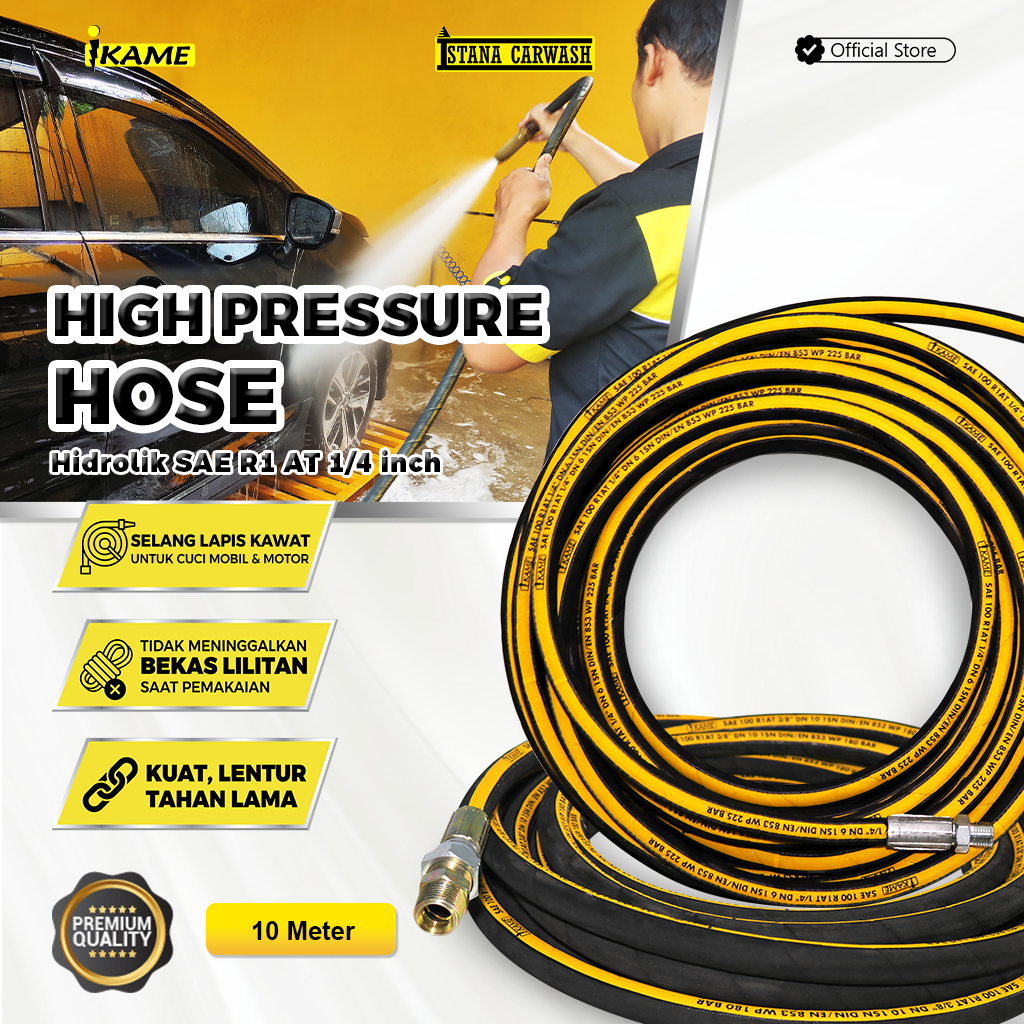 Jual Selang High Pressure / Power Spray Cuci Mobil Motor R1 ukuran 1/4 ...