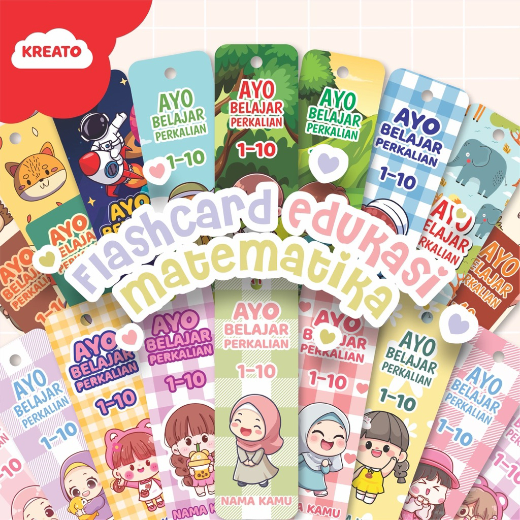 Jual Flashcard Matematika Tabel Perkalian 1 sampai 10 Alat Bantu ...