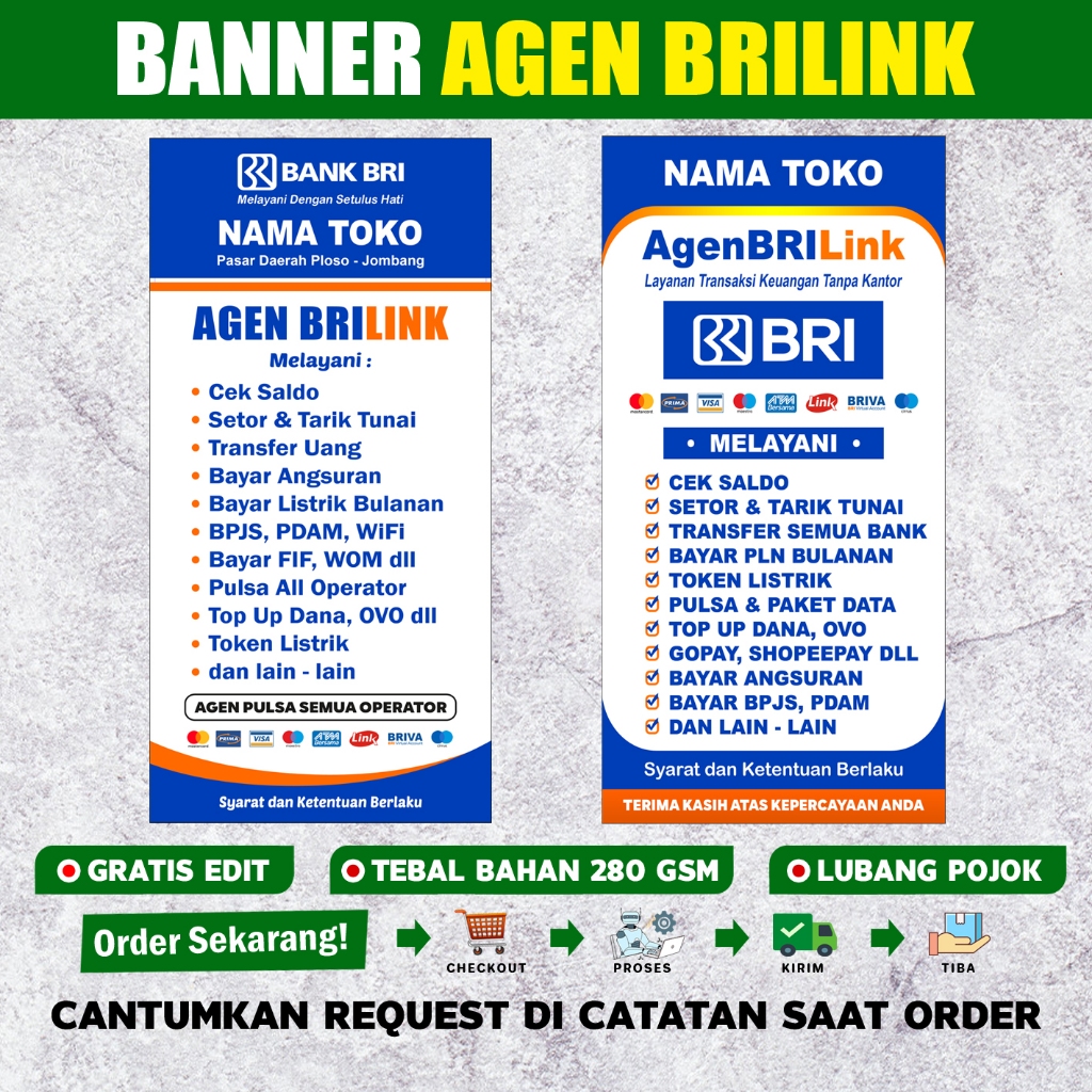Jual Banner Spanduk Agen BRILink Mini ATM Paket 2 Banner Tebal Bahan ...