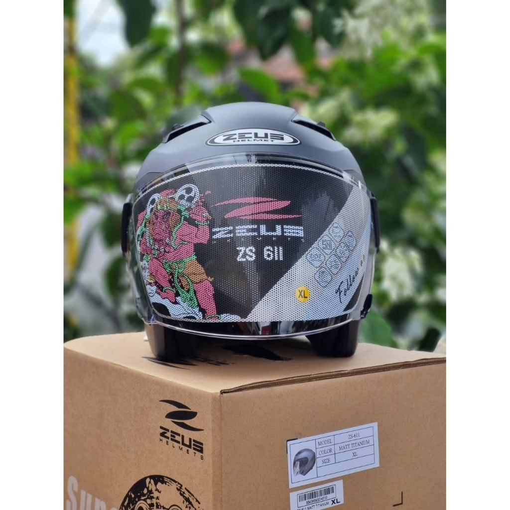 Jual HELM ZEUS 611 MATT TITANIUM DOUBLE VISOR | Shopee Indonesia