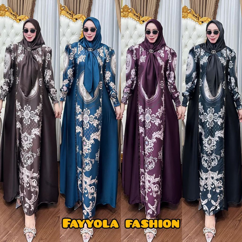 Jual VERONICA Gamis Wanita Armany Silk Premium Sultan Motif Mix ...