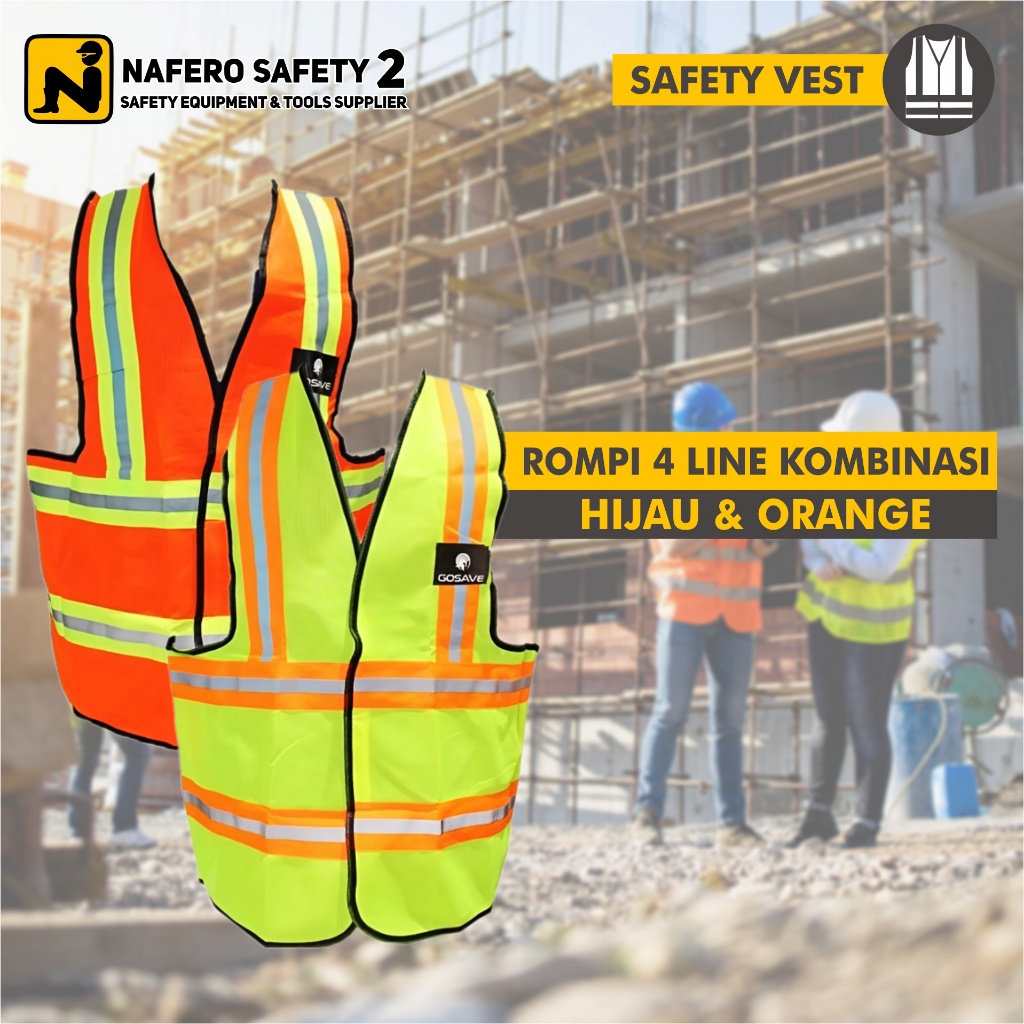 Jual ROMPI SAFETY PROYEK APD K3 BAHAN POLYESTER 4 LINE KOMBINASI ...
