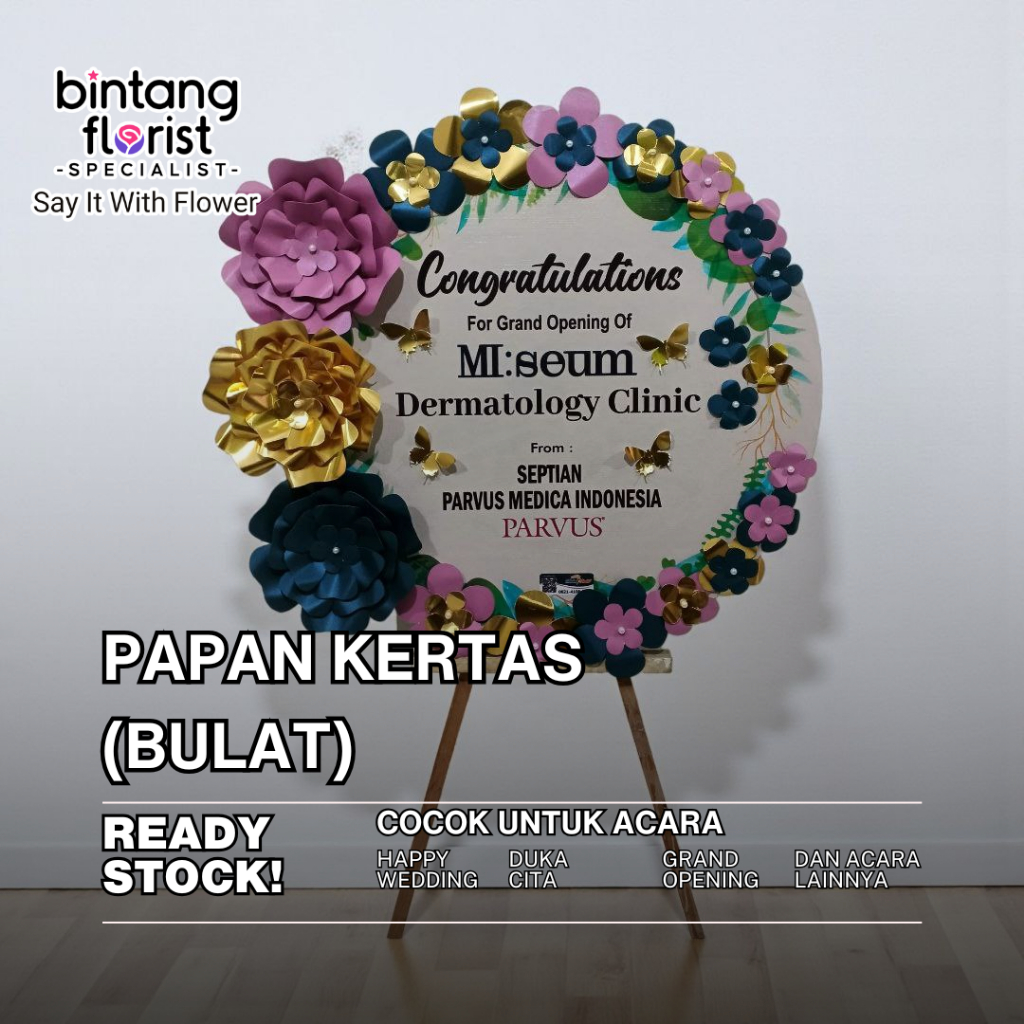 Jual Papan Kertas Bulat Diameter 70 cm dengan Hiasan Bunga Kertas 3D ...