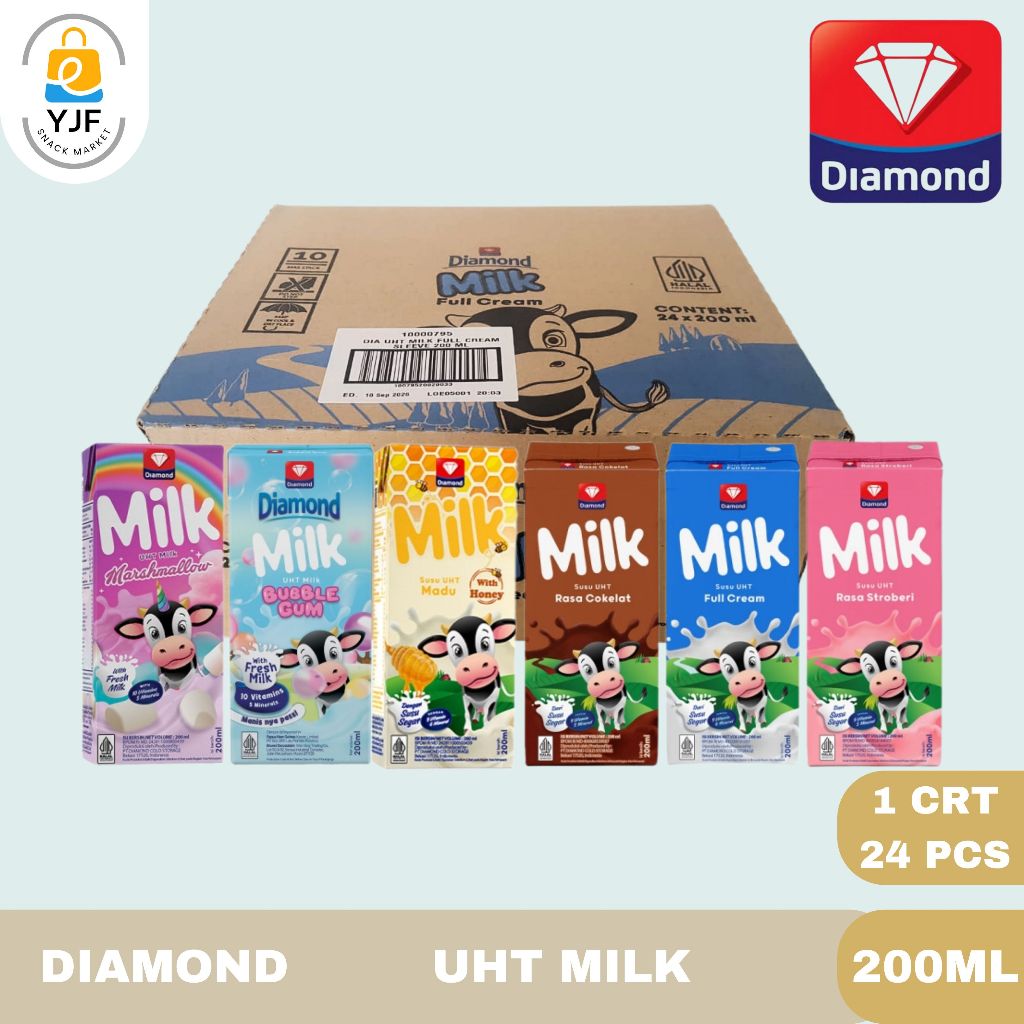 Jual Diamond UHT Milk 200ML -1CRT/24 PCS / Susu UHT / Full Cream ...