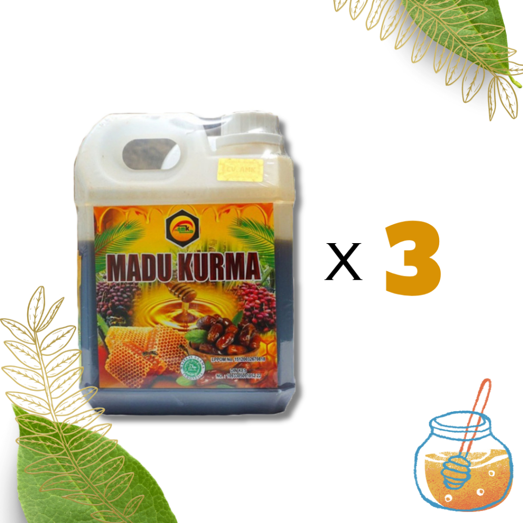 Jual AMK Madu Kurma 1 kg 3 BOTOL Original | Madu Hutan Asli dengan Sari ...
