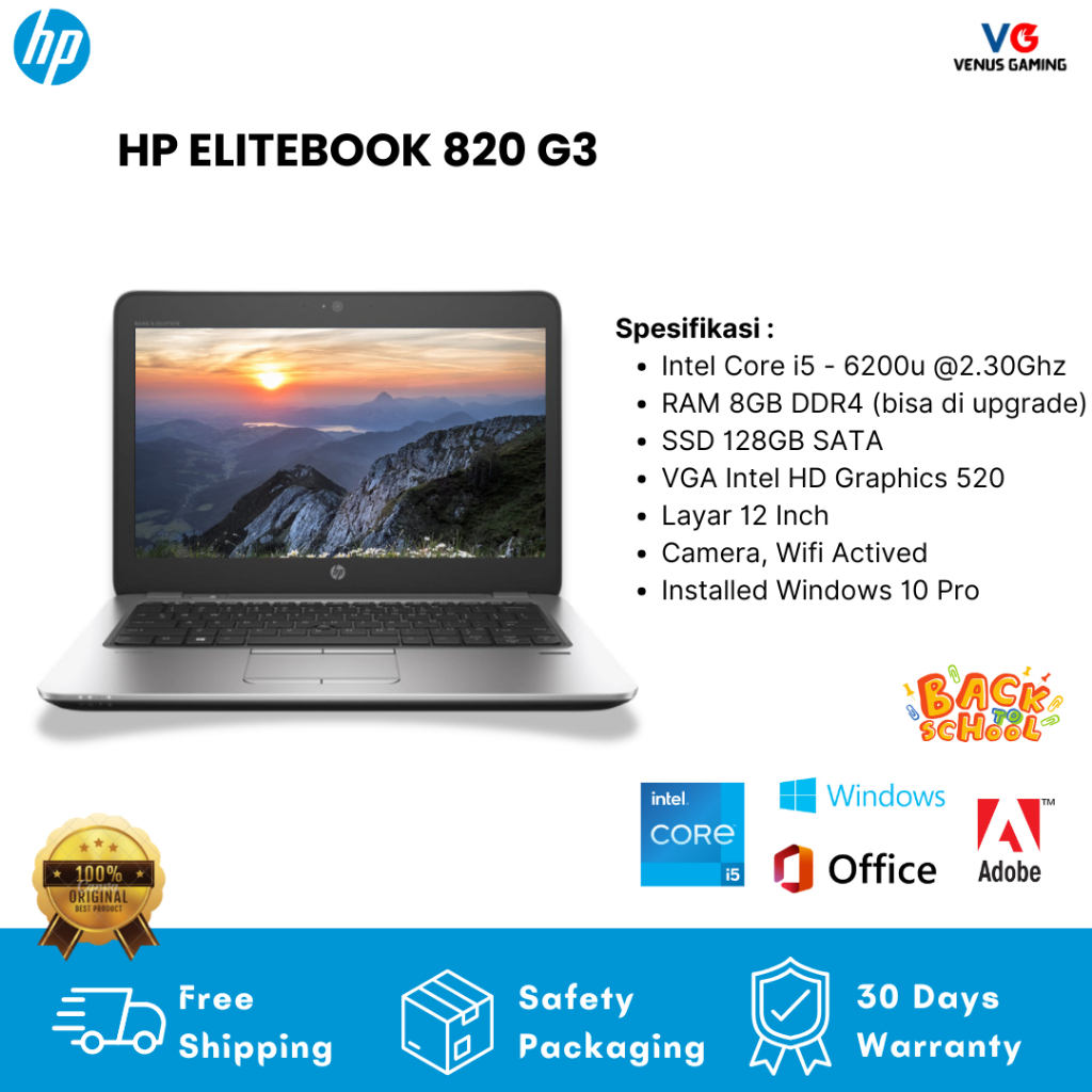 Jual Laptop Second berkualitas HP 820 G3 Intel Core i5 i7 RAM 8GB SSD ...