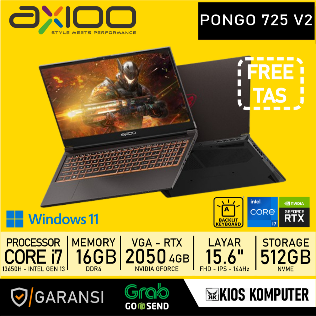 Jual AXIOO PONGO 725 V2 INTEL CORE I7-13650H 16GB RAM 512GB NVME Gen 4 ...