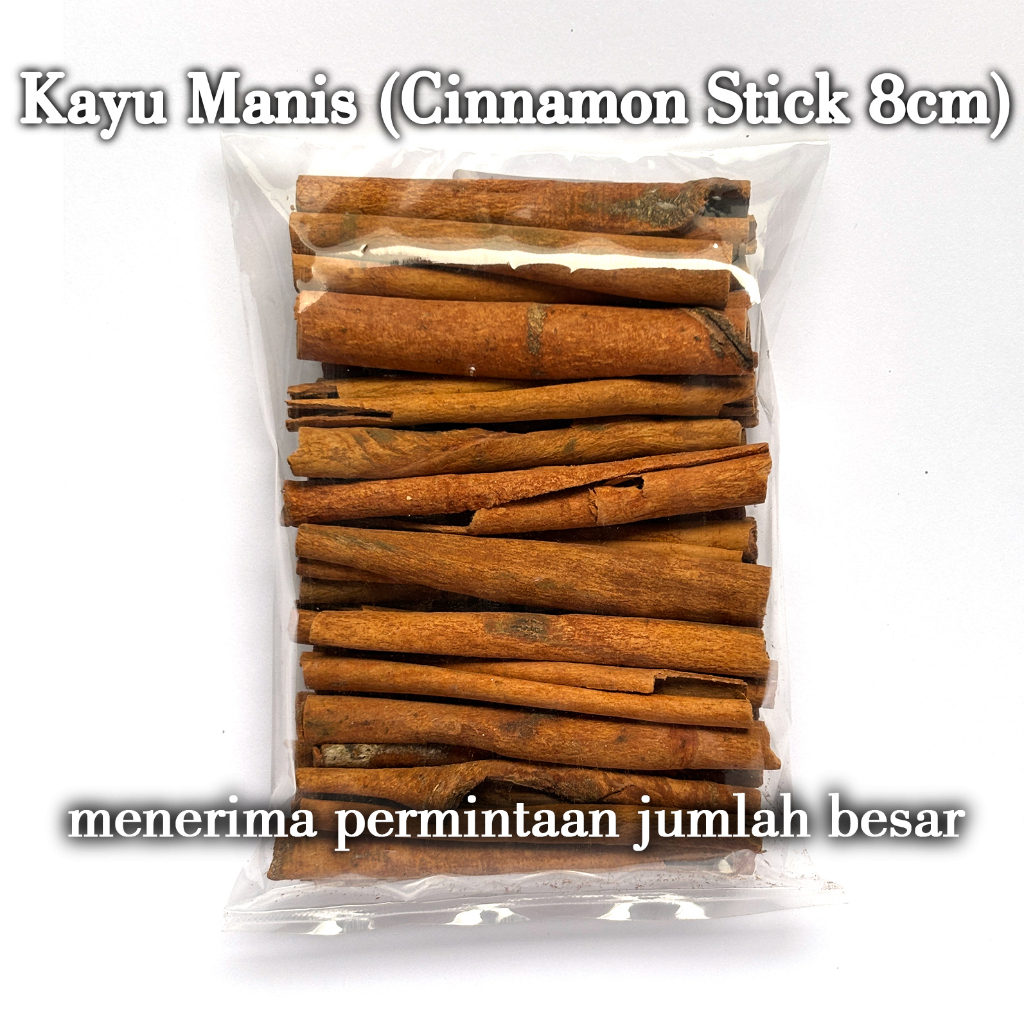 Jual Kayu Manis batang Cinnamon Sticks ukuran rata 8cm kemasan 100gr ...