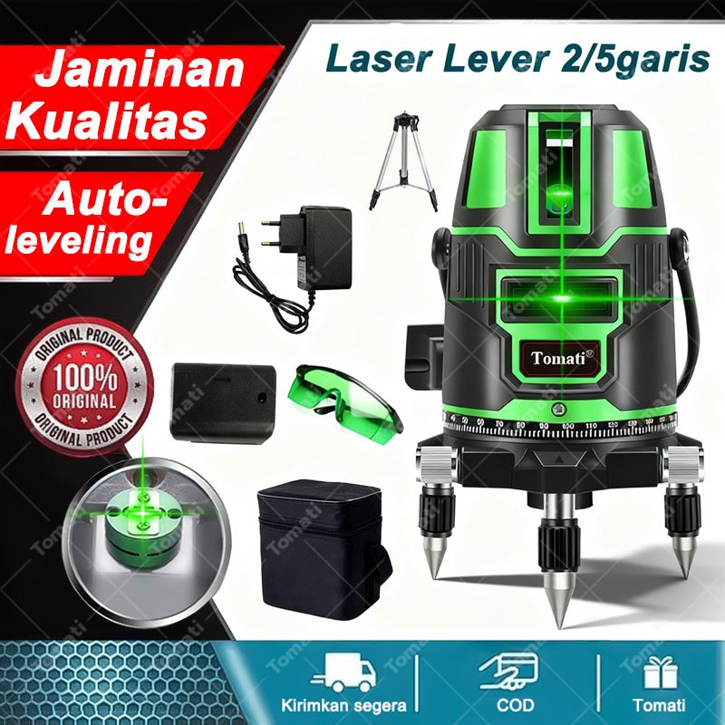 Jual Tomati 2/5LINE Laser Level 2/5 Garis Laser Hijau Horizontal ...