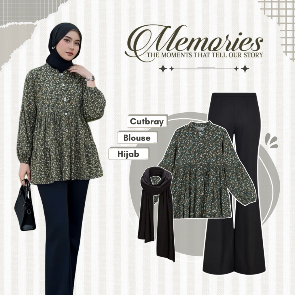 Jual One Set Elegan Hijab (Blouse Rayon + Cutbray + Pashmina Ceruti ...