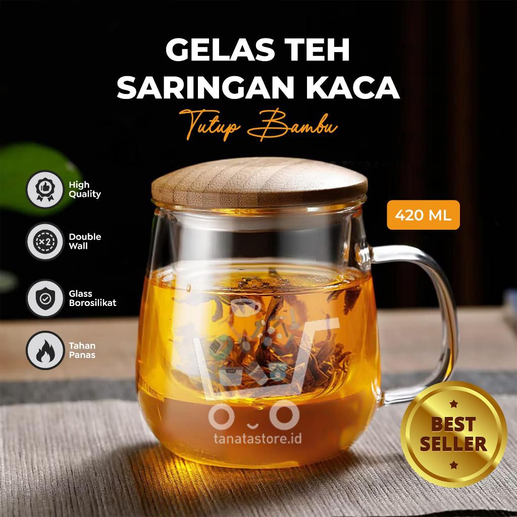 Jual [TNT] Gelas Saringan Rempah Infuser Teapot Tea set dengan saringan ...
