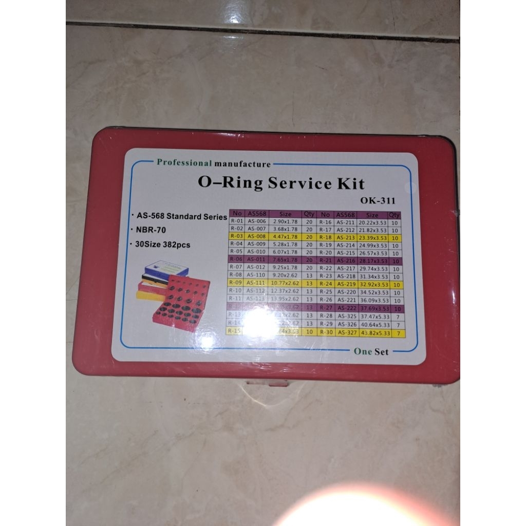 Jual Oring O-ring set 382pcs 30size O Ring service kit set OK-311 NBR70 ...