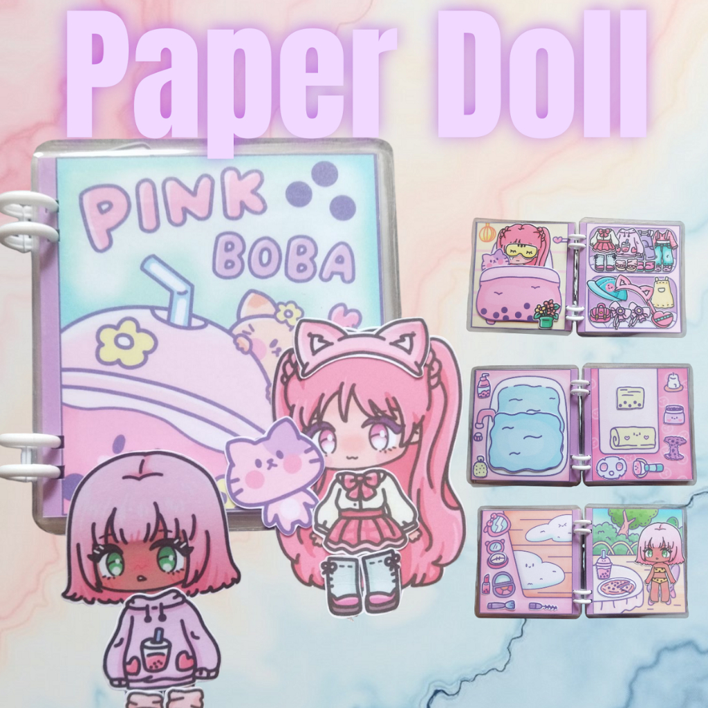 Jual Paper Doll Pink Boba Mainan edukasi edukatif anak seru quiet book ...