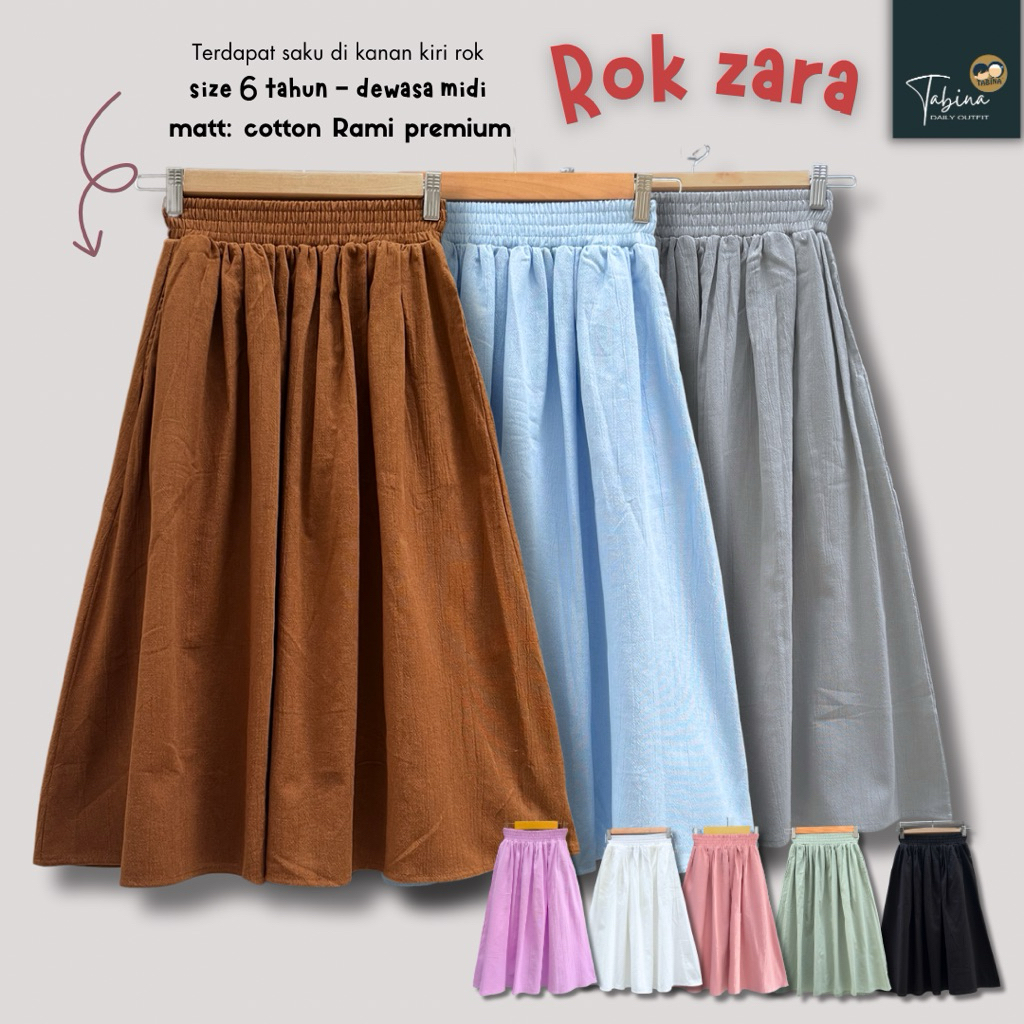 Jual Rok Anak Remaja dan Dewasa seri Zaraa Bahan Katun Rami Premium ...