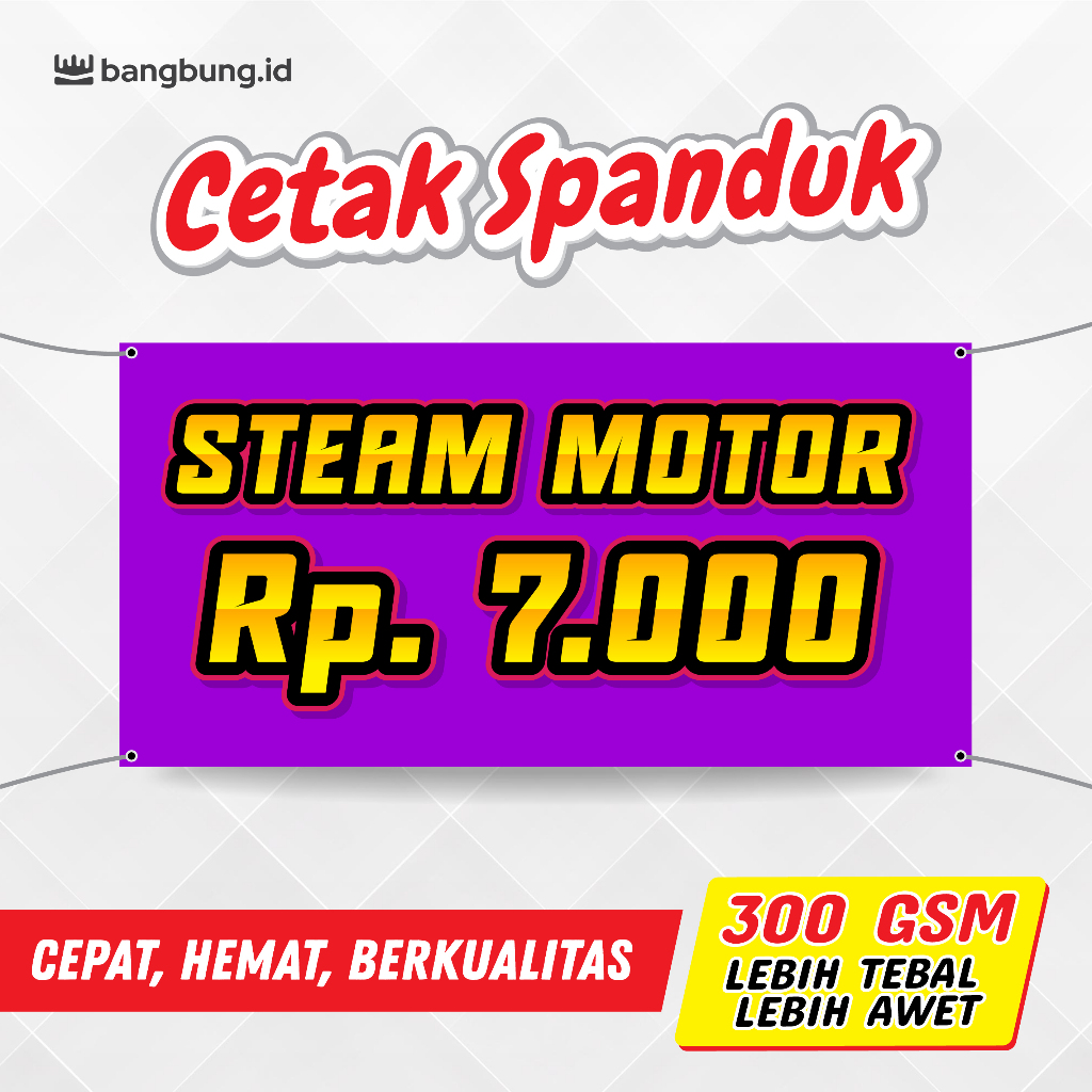 Jual CETAK SPANDUK STEAM MOTOR || CETAK BANNER || FLEXY 300 GSM TEBAL ...