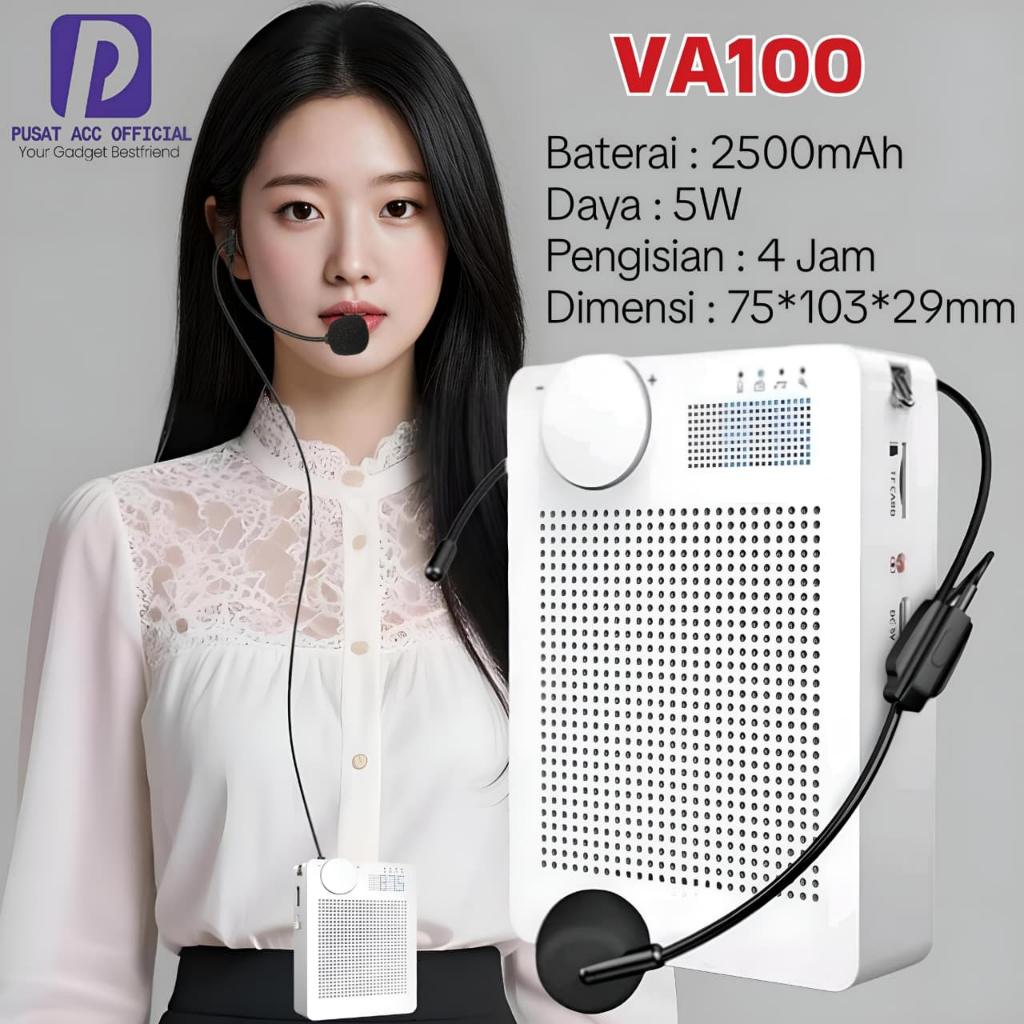 Jual Speaker Mini Pinggang VA100 Mic Clip On Bando Karaoke Tour Guide ...