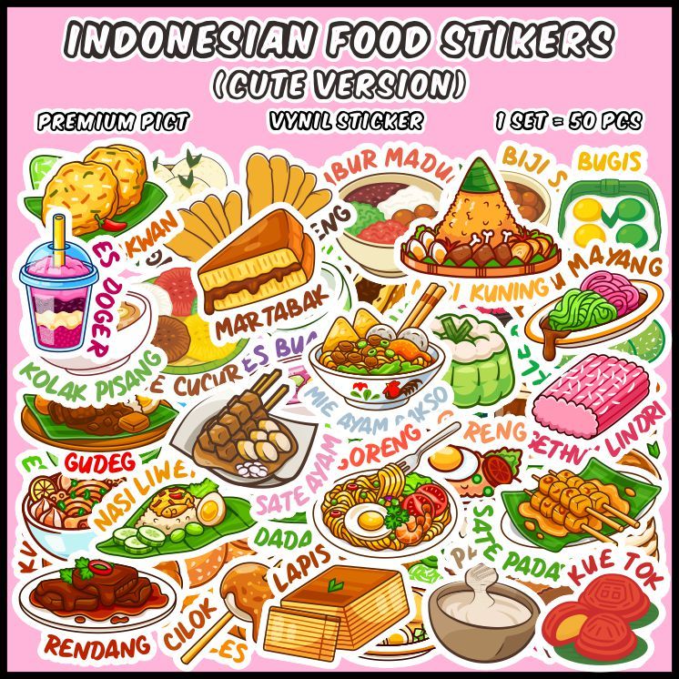 Jual [1 pack] indonesian Food Stickers Cute Version Cocok untuk oleh ...