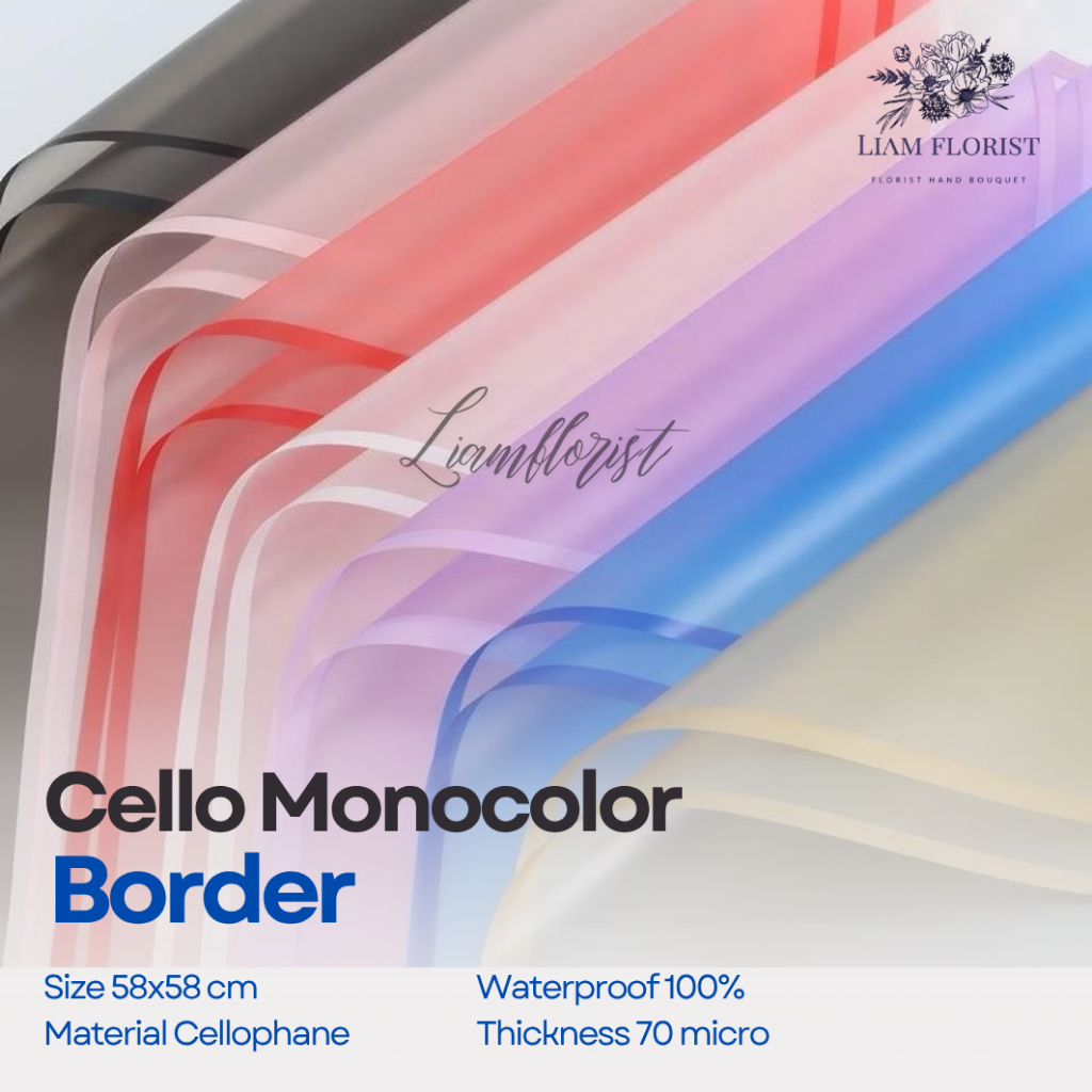 Jual Cello Monocolor Border/ Flower Wrapping Paper / Kertas Cellophane ...