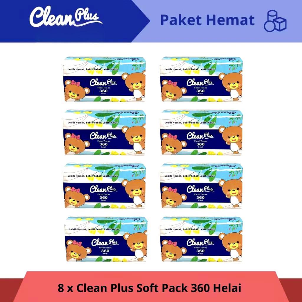 Jual Paket Hemat 8 pc Tissue Clean Plus Facial Tissue 360 Sheets Tissue ...