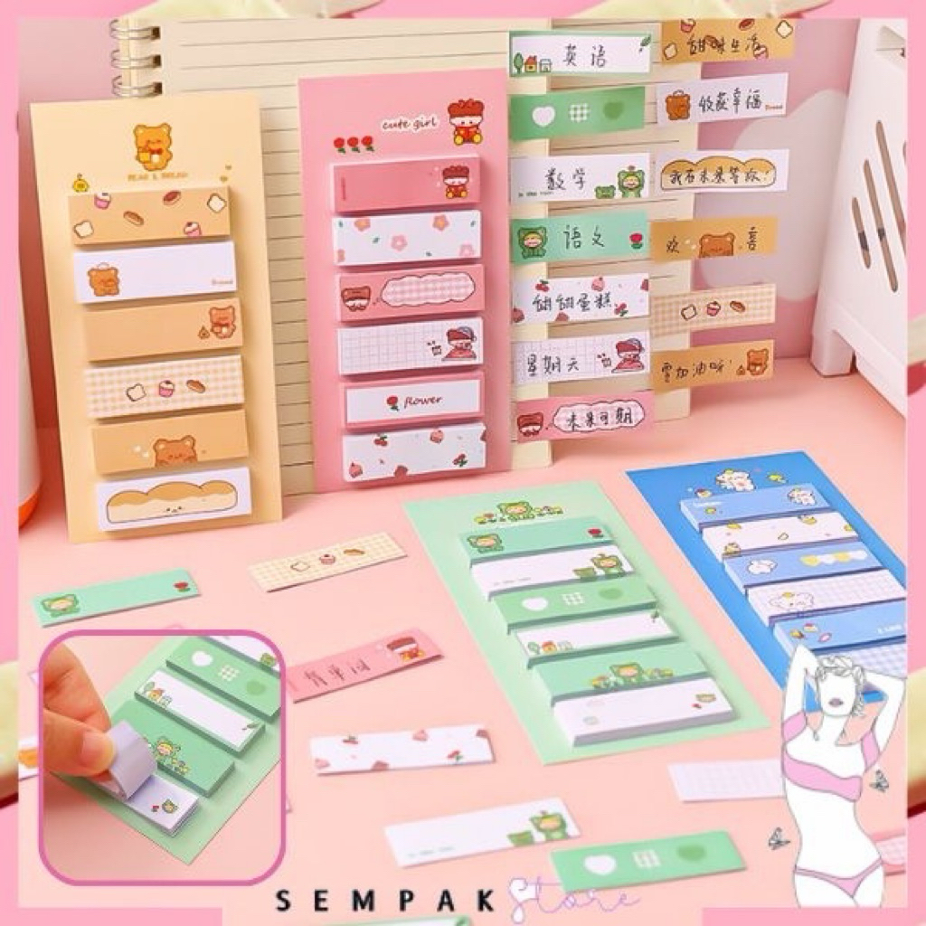 Jual Sticky Notes Lucu 6IN1 Tempelan Kertas Catatan 120 Lembar Notes ...