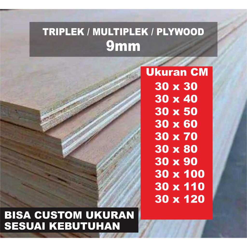 Jual Triplek custom 9mm plywood multiplek halus 2 sisi lebar 30 cm ...