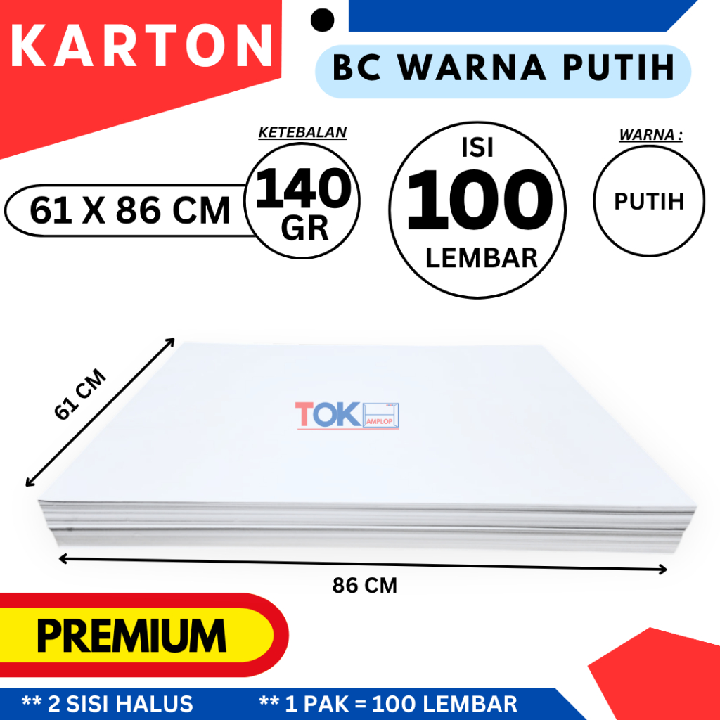 Jual ( 100 Lbr / 50 Lbr / 25 Lbr ) KARTON BC PUTIH / MANILA 2W / 2 SISI ...