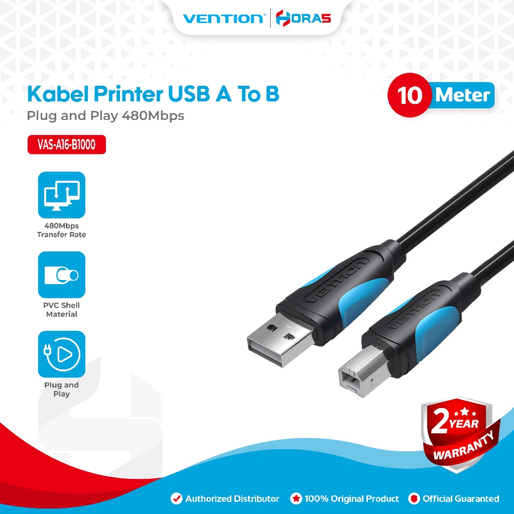 Jual Vention Kabel Printer USB A Male To B Male Plug and Play Printer ...
