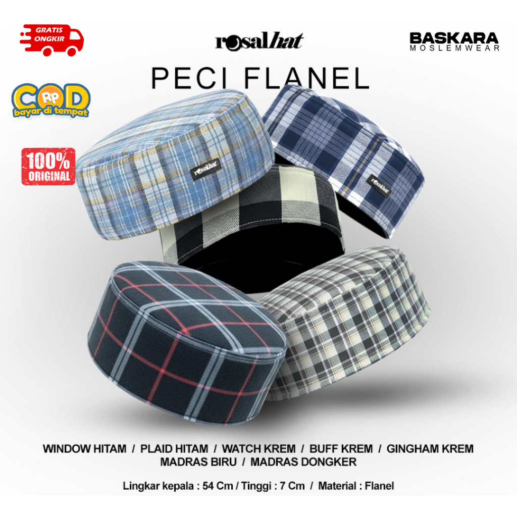 Jual Peci Flanel Rosal Kopiah Ringan Ukuran Dewasa | Shopee Indonesia