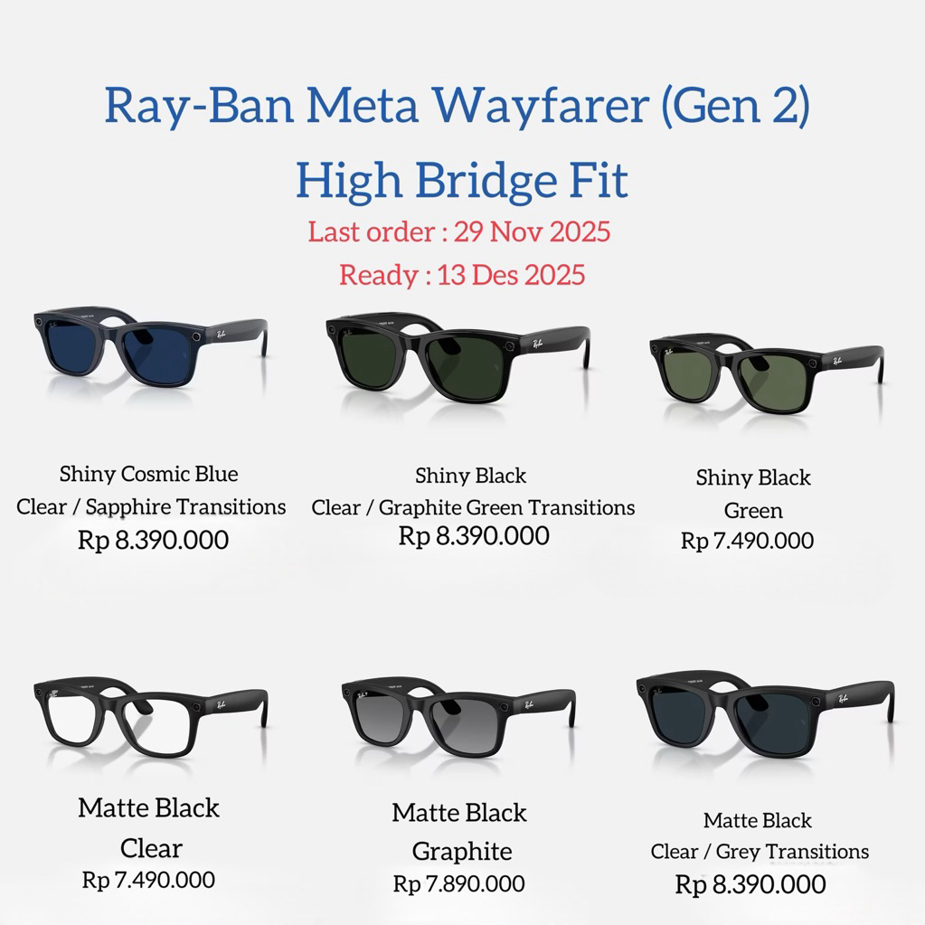 Jual [Gen 2] Ray-Ban Meta Wayfarer High Bridge Fit | Shopee Indonesia