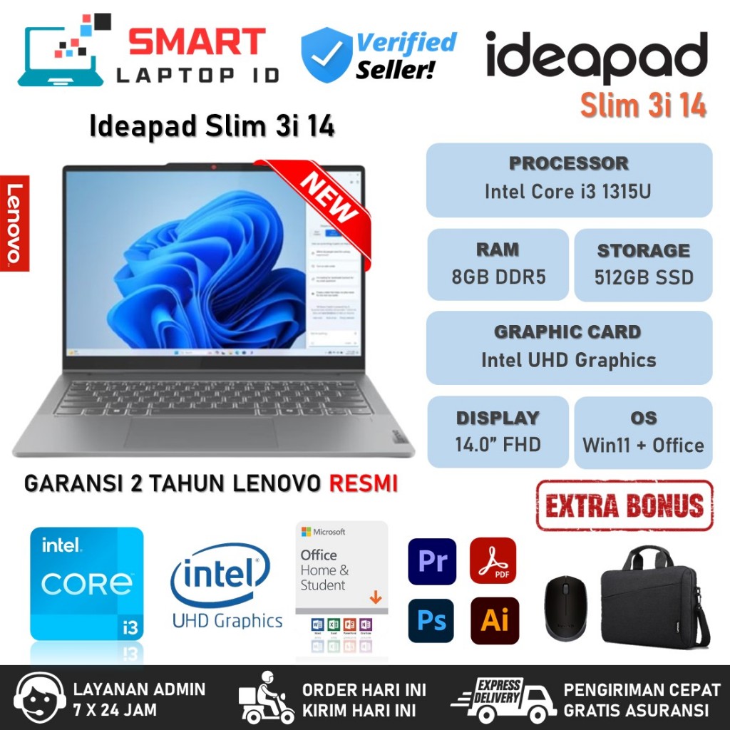 Jual Lenovo Ideapad Slim 3 14 Intel Core i3 1315U 8GB 512GB 14" Full HD ...
