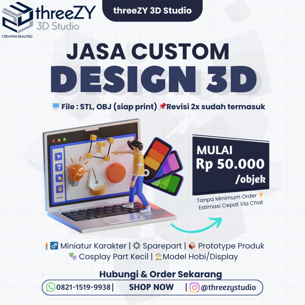 Jual JASA DESIGN 3D CUSTOM | Buat File STL/OBJ Siap Print untuk ...