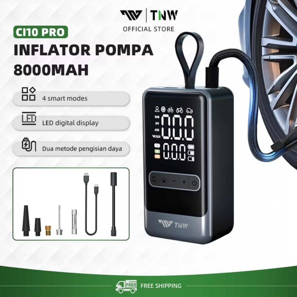 Jual TNW CI10 Pro Pompa Ban Mini Portabel Pompan Ban mobil Elektrik ...