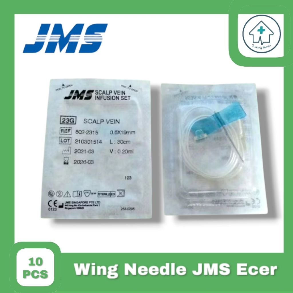 Jual Wing Needle JMS Scalp Vein Set Spuit Kupu Kupu Ecer 23G 25G 27G ...