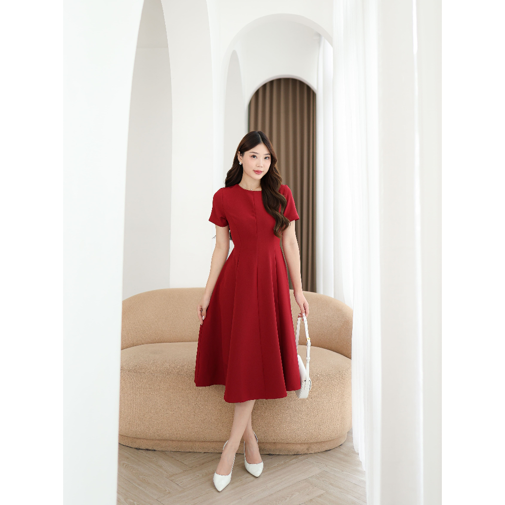 Jual HER VOGUE Valerie Dress | terusan sopan merah maroon natal sincia ...