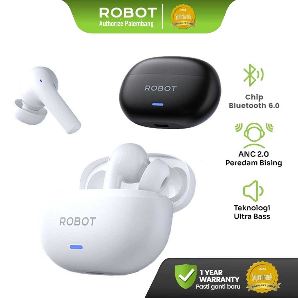 Jual ROBOT New Earphone Bluetooth ANC 2.0 with Bluetooth 6.0 True ...