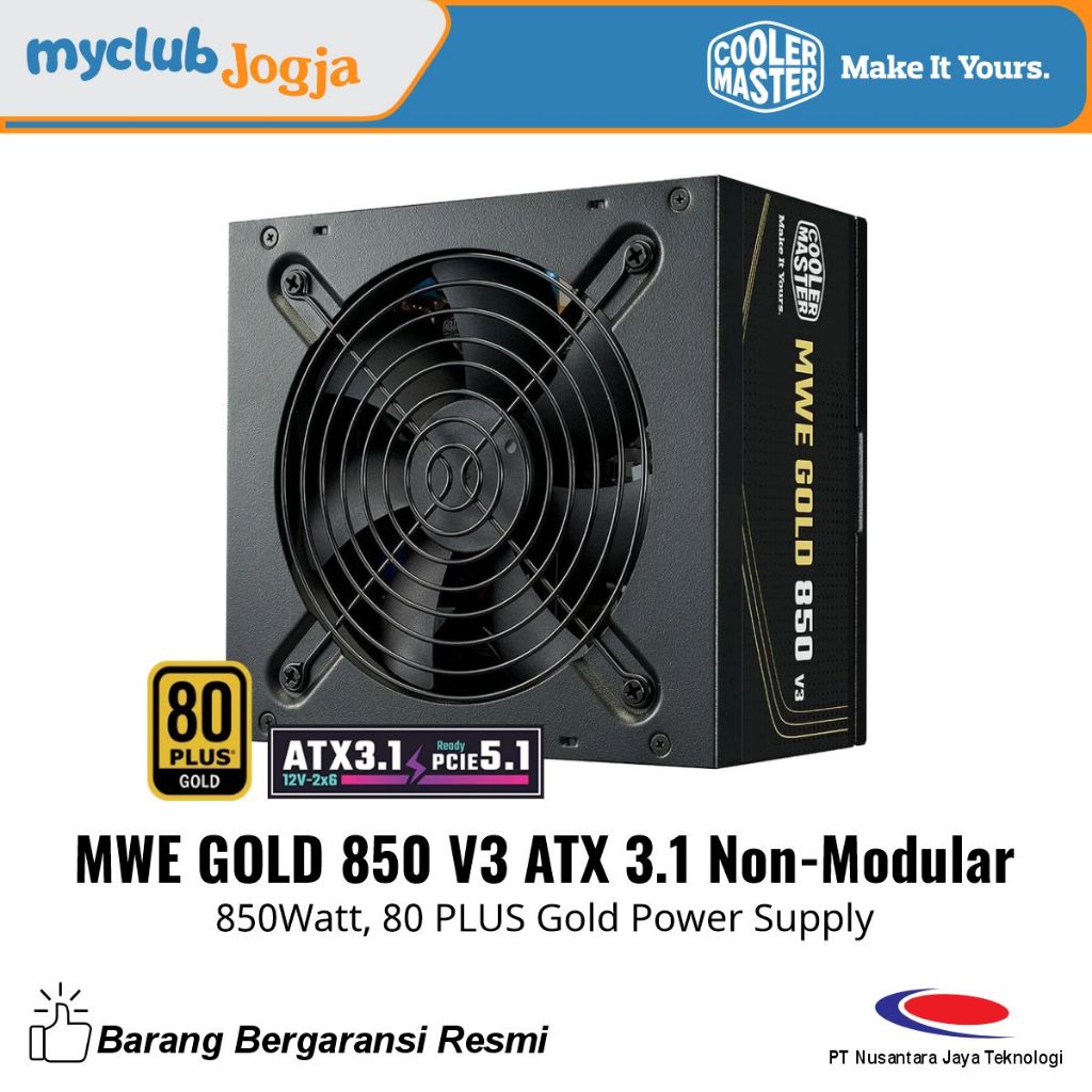 Jual PSU 850 Watt 80PLUS Gold Cooler Master MWE Gold 850 V3 ATX 3.1 Non ...