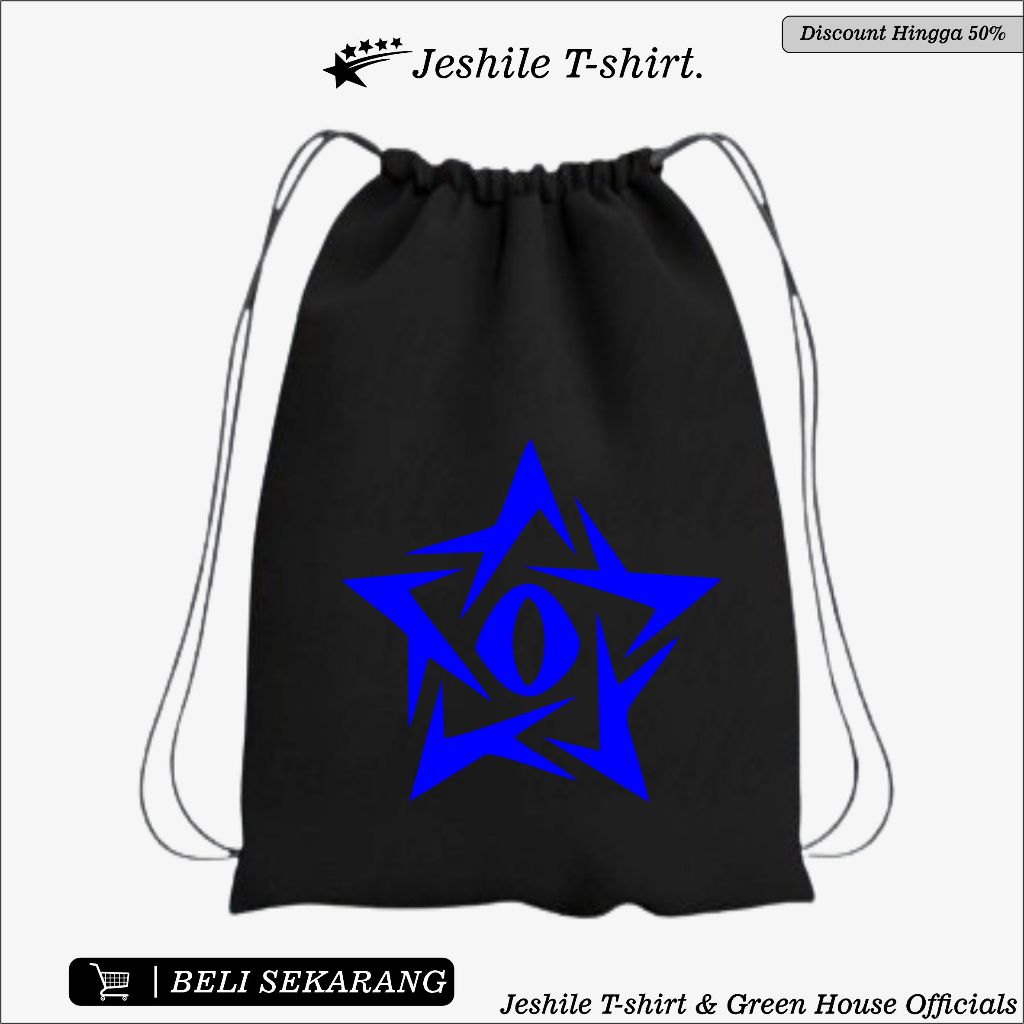 Jual Tas Tali Serut Hitam Motif Bintang Star Biru V3 By Jeshile T-Shirt ...