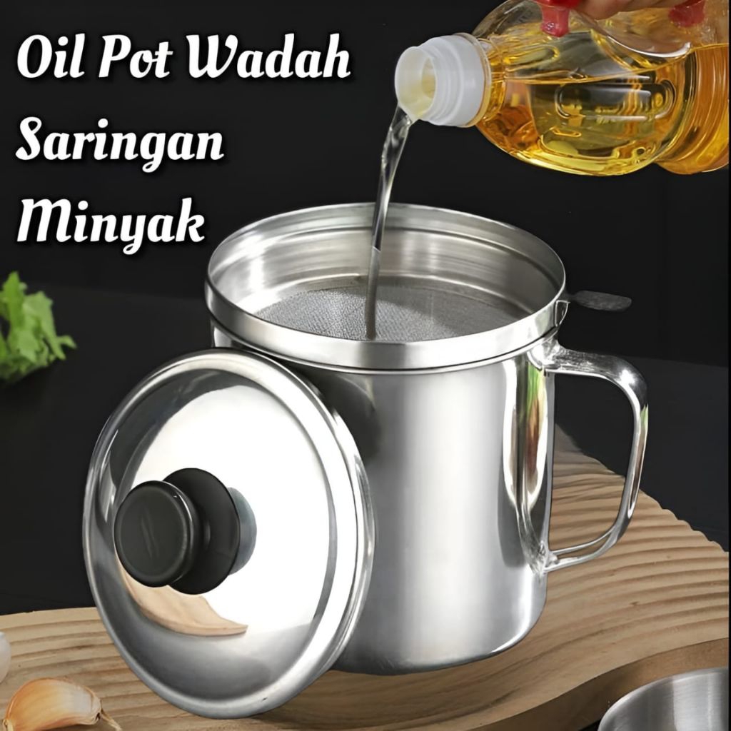 Jual Oil Pot Wadah Saringan Minyak Stainless Steel 1.3L•KFC.olshop ...